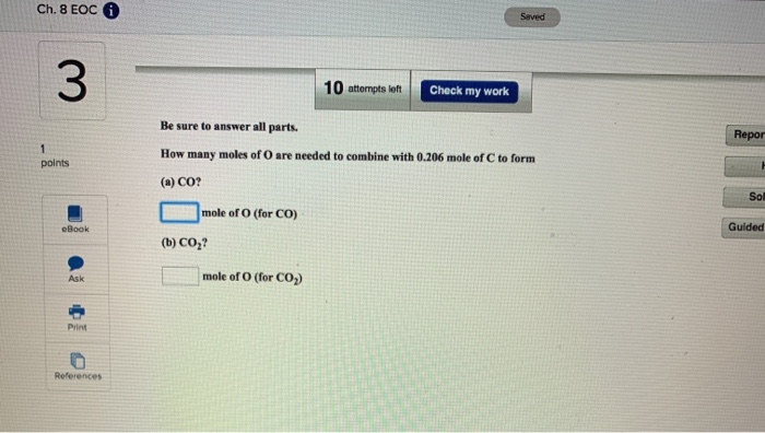 Solved Ch. 8 EOC Saved 10 attempts left Check my work Be | Chegg.com