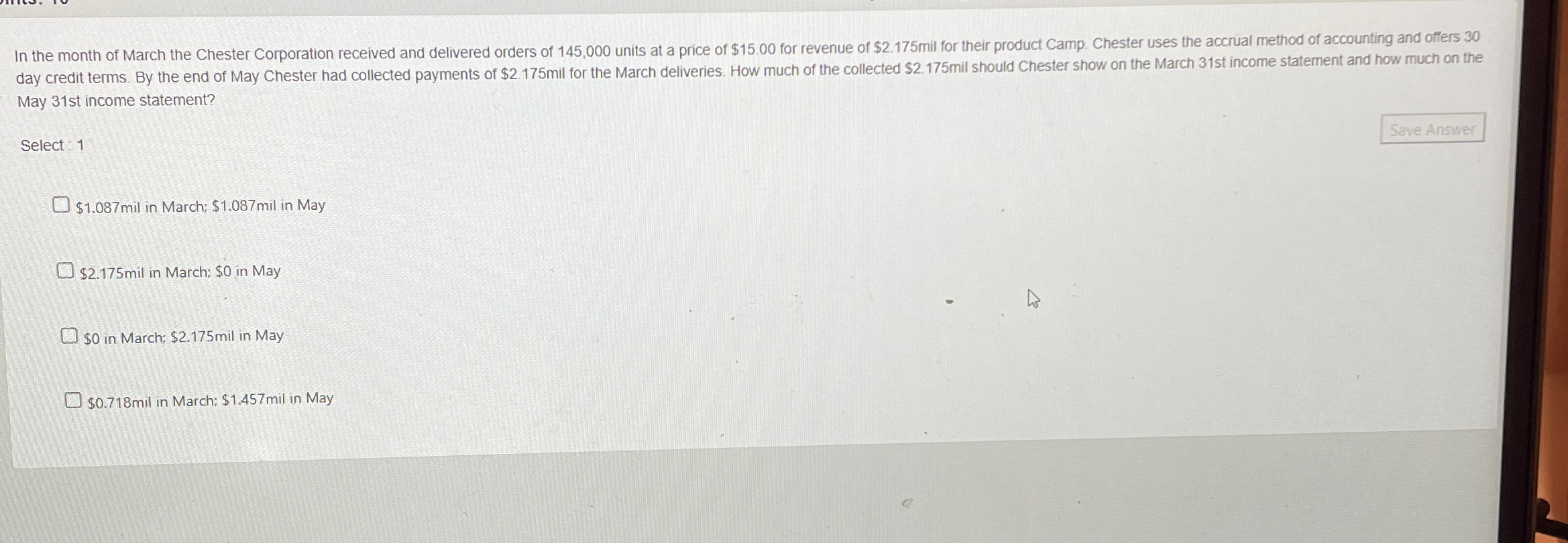 Solved In the month of March the Chester Corporation | Chegg.com
