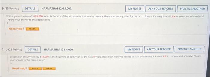 Solved (Round your answer to the nearest cent.) 1 - [-/25 | Chegg.com