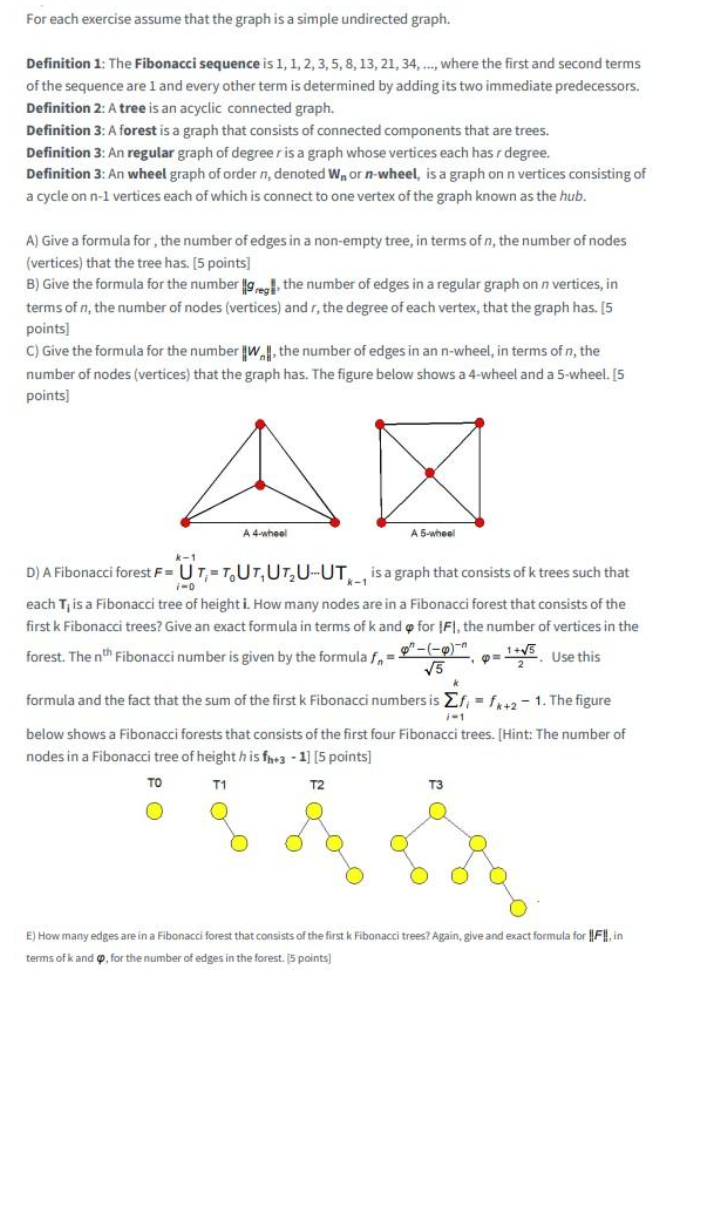 Solved For each exercise assume that the graph is a simple | Chegg.com