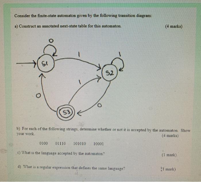 Solved Consider the finite-state automaton given by the | Chegg.com