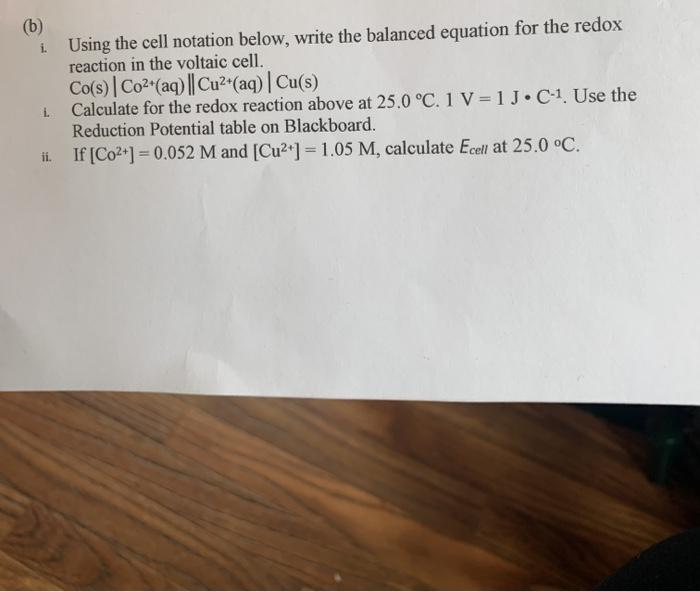 Solved (6) Using the cell notation below, write the balanced | Chegg.com