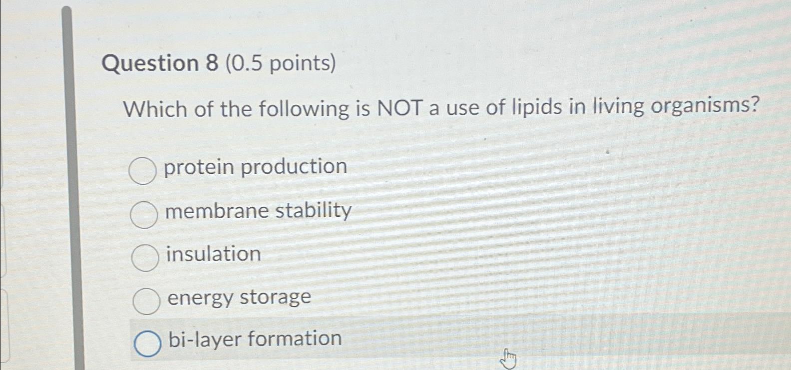 Solved Question 8 (0.5 ﻿points)Which of the following is NOT | Chegg.com