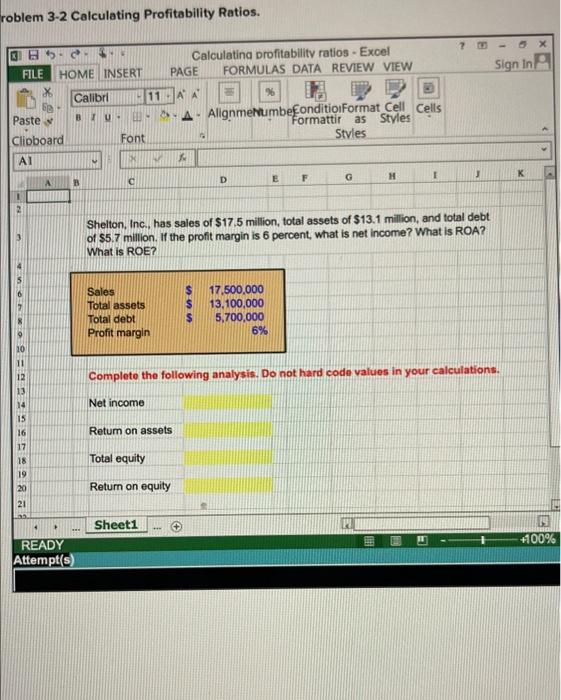Solved roblem 3-2 Calculating Profitability Ratios. 7 H5 | Chegg.com
