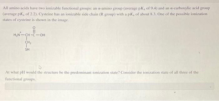 Solved All amino acids have two ionizable functional groups: | Chegg.com