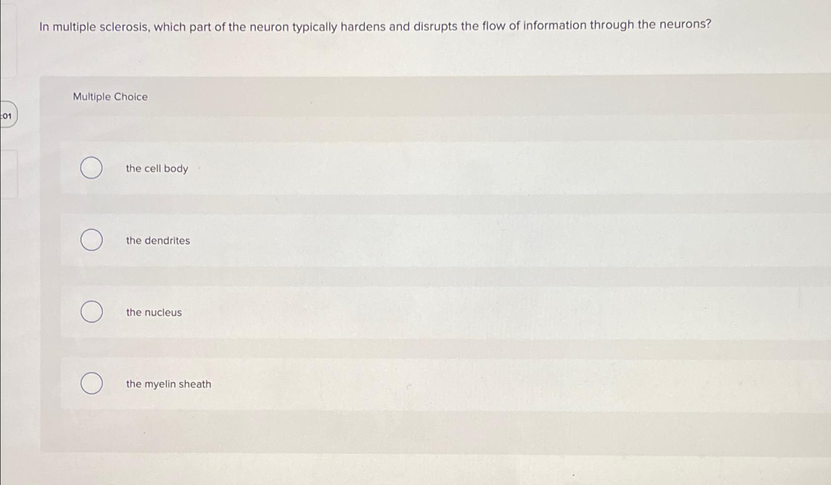 Solved In multiple sclerosis, which part of the neuron | Chegg.com