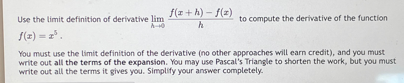 Solved Use the limit definition of derivative | Chegg.com