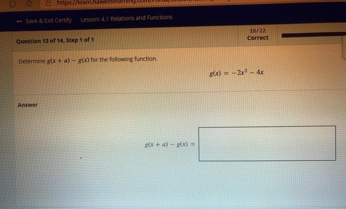 Solved A https://leam.haw Save & Exit Certify Lesson: 4.1 | Chegg.com