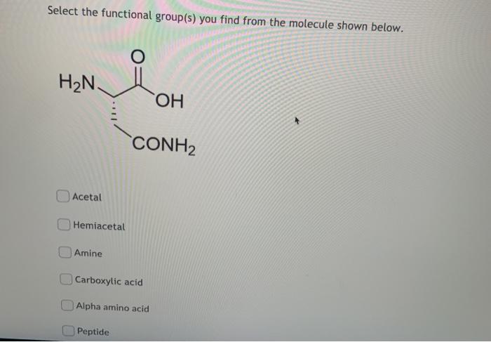 Solved Select the functional group(s) you find from the | Chegg.com