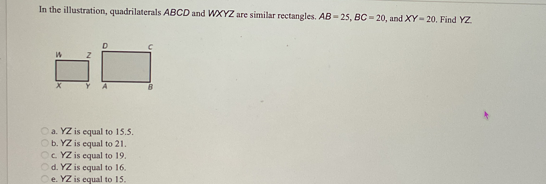 Solved In the illustration, quadrilaterals ABCD and WxYZ | Chegg.com