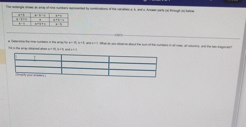 Solved The rectangle shows an array of nine numbers | Chegg.com