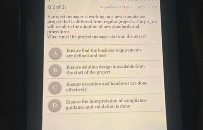 sQ1 of 21 A project manager has made | Chegg.com