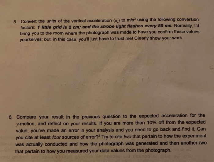 Solved 5. Convert the units of the vertical acceleration (a) | Chegg.com