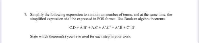 Solved Simplify the following expression to a minimum number | Chegg.com