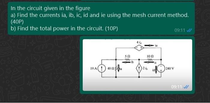 Solved In the circuit given in the figure a) Find the | Chegg.com