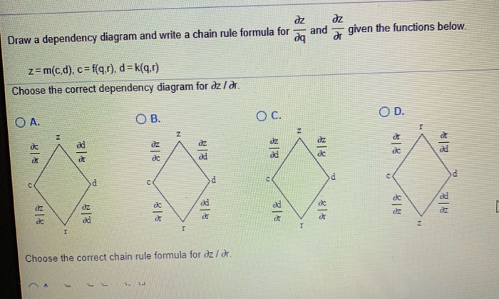 Solved dz Draw a dependency diagram and write a chain rule | Chegg.com
