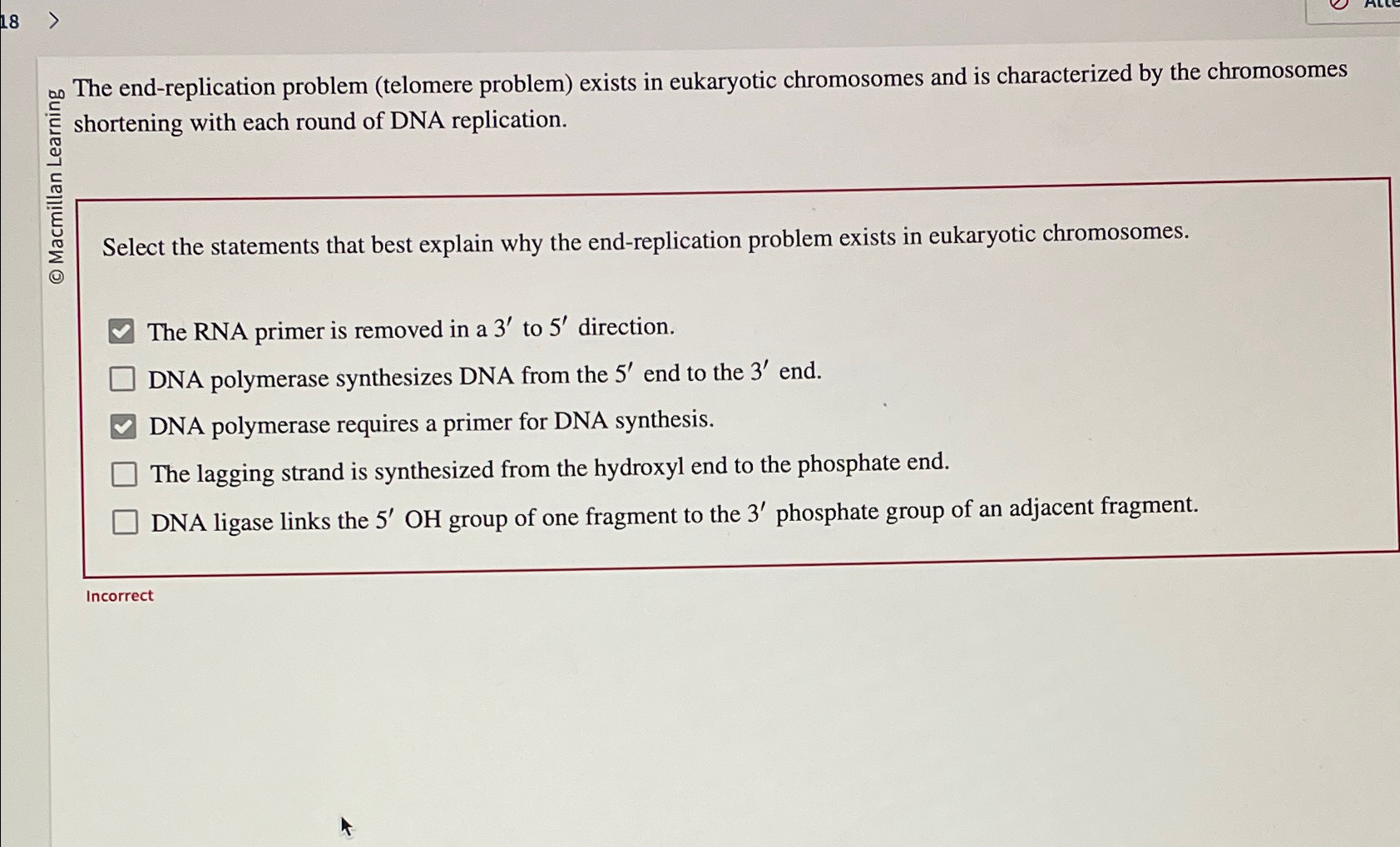 Solved The end-replication problem (telomere problem) | Chegg.com