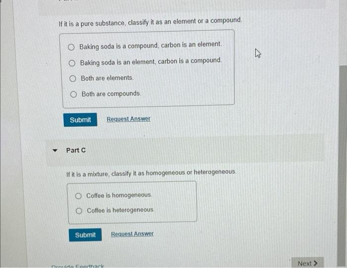 Solved If it is a pure substance classify it as an element | Chegg.com