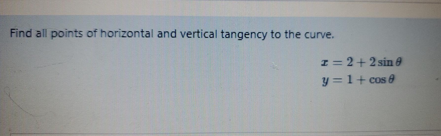 Solved Find all points of horizontal and vertical tangency | Chegg.com