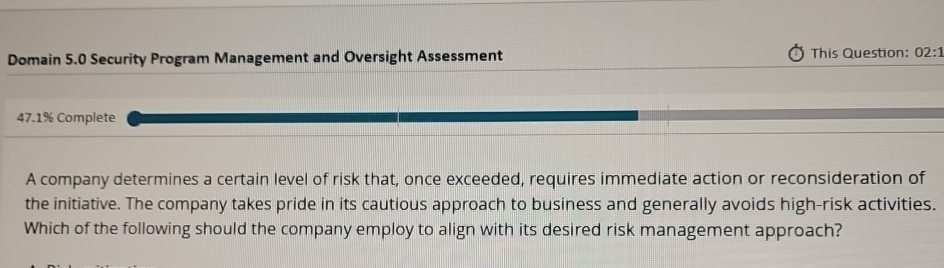 Solved Domain 5.0 ﻿Security Program Management and Oversight | Chegg.com