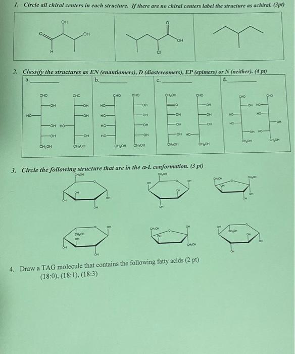 Solved 4. Draw a TAG molecule that contains the following | Chegg.com