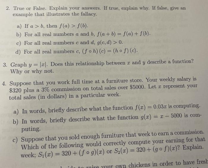 Solved 2. True or False. Explain your answers. If true, | Chegg.com