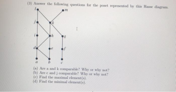 Solved (3) Answer the following questions for the poset | Chegg.com