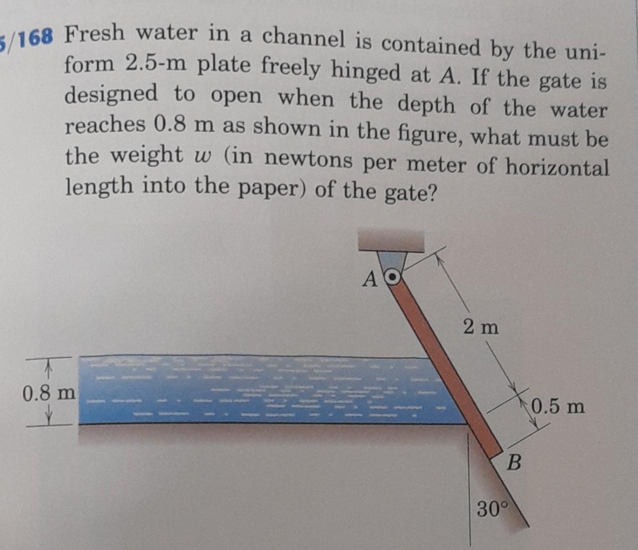 Solved 68 Fresh water in a channel is contained by the | Chegg.com