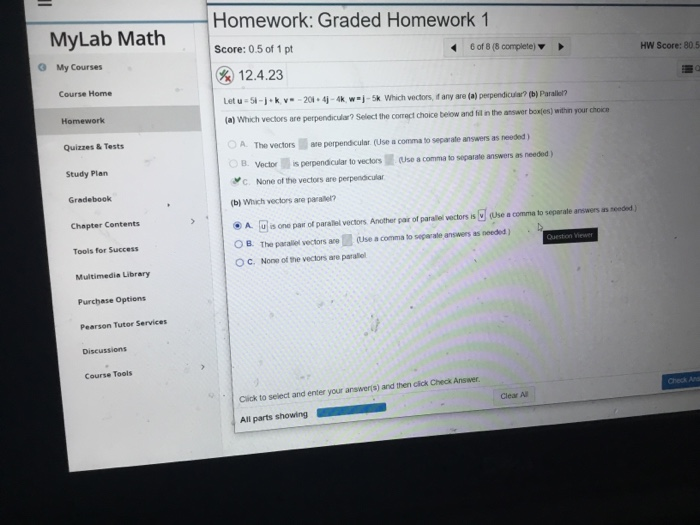 Solved MyLab Math Homework: Graded Homework 1 Score: 0.5 of | Chegg.com