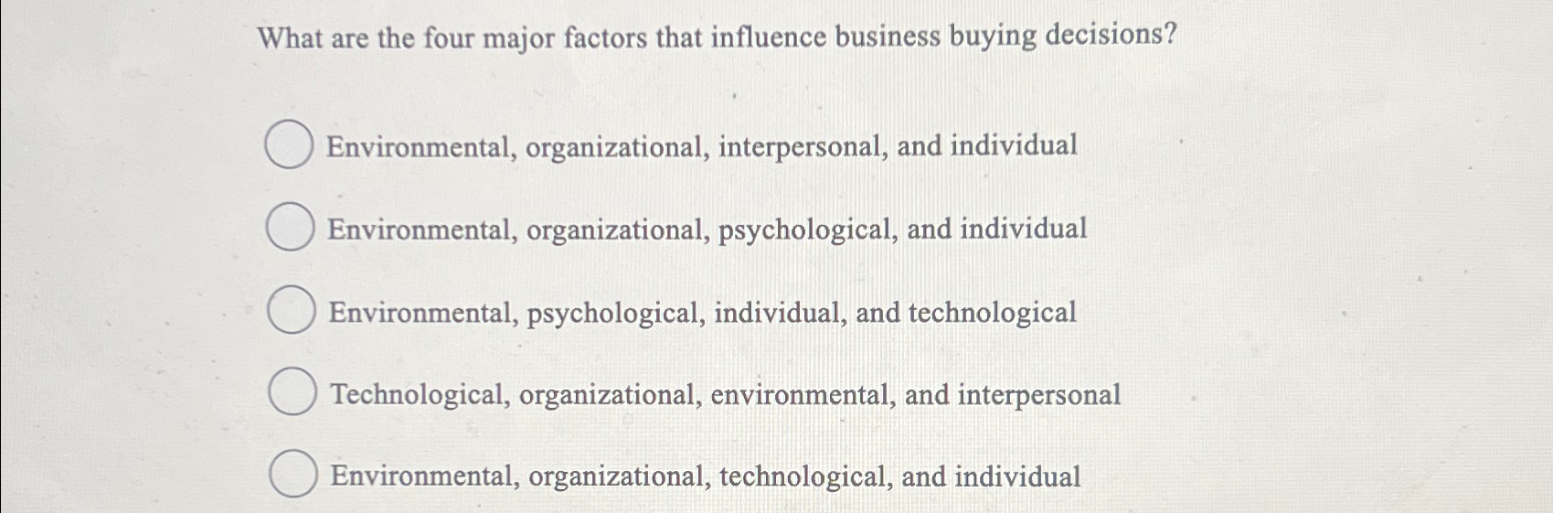 Solved What are the four major factors that influence | Chegg.com