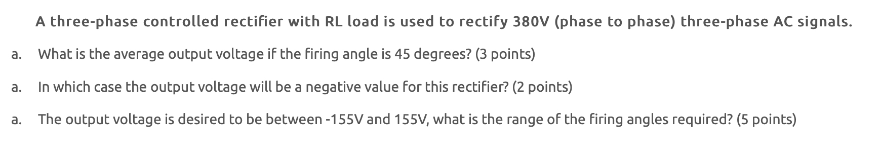 Solved A three-phase controlled rectifier with RL load is | Chegg.com