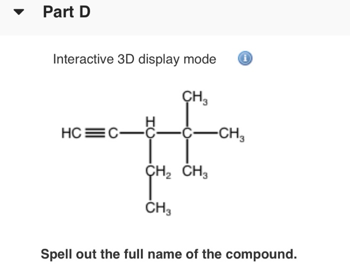 Solved Part A Interactive 3D display mode HCEC -CHE CH Spell | Chegg.com