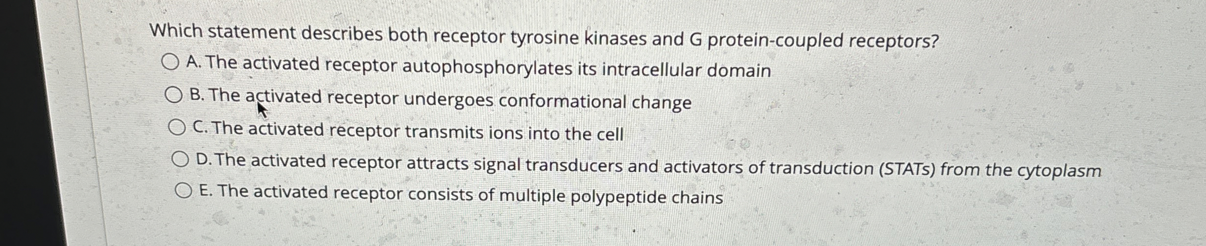 Solved Which statement describes both receptor tyrosine | Chegg.com