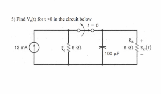 Solved Find Vn(t) ﻿for t>0 ﻿in the circuit below | Chegg.com