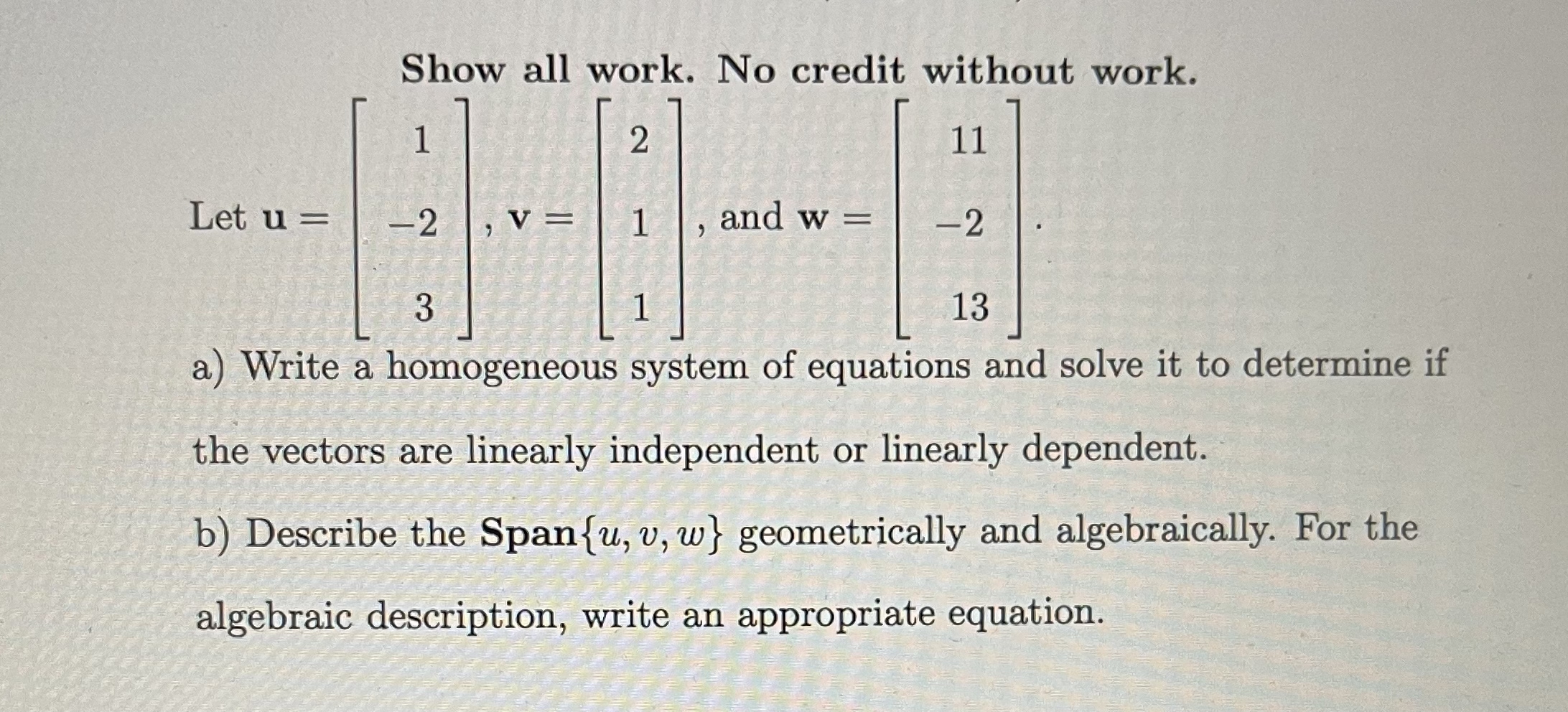 Solved Show all work. No credit without work.Let | Chegg.com