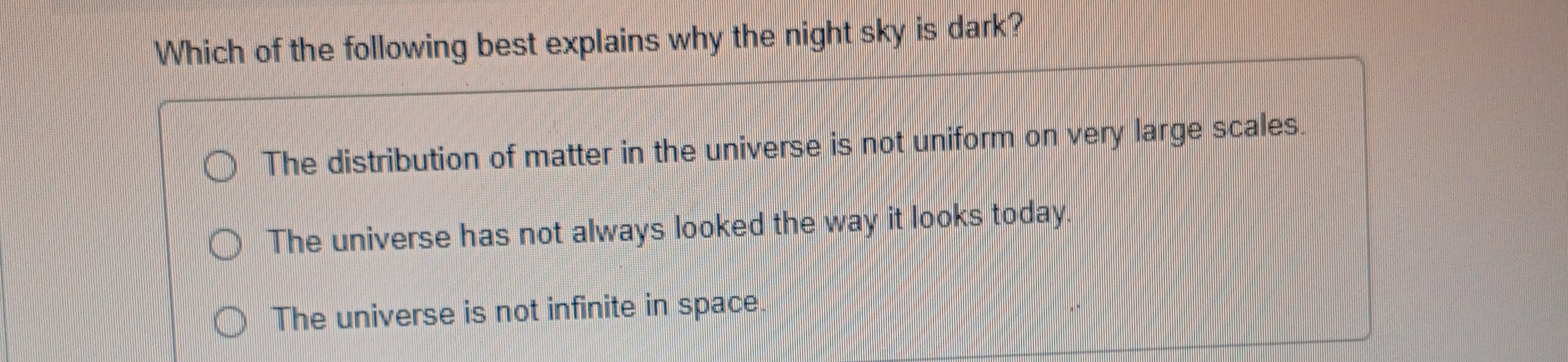 Solved Which of the following best explains why the night | Chegg.com