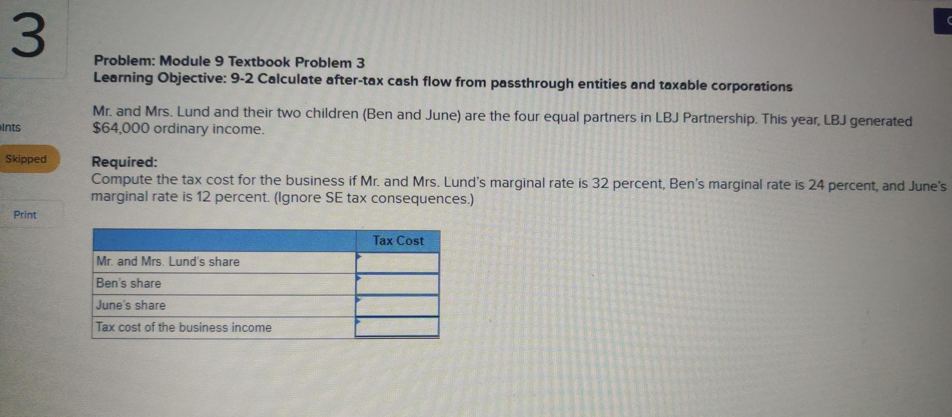 Solved 3 Problem: Module 9 Textbook Problem 3 Learning | Chegg.com