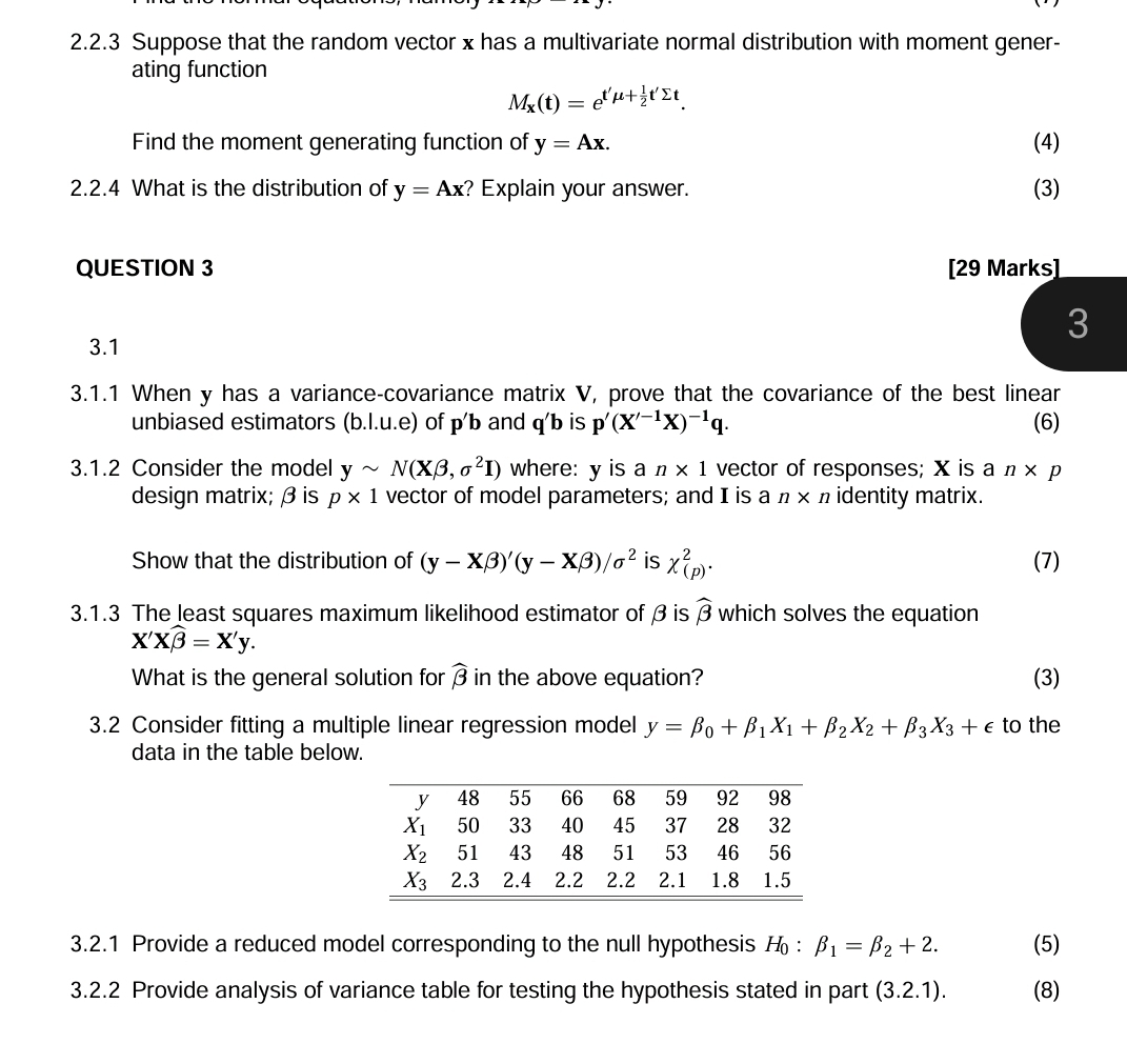 Solved 2.2.3 ﻿Suppose that the random vector x ﻿has a | Chegg.com