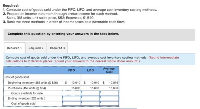 Solved Required: 1. Compute cost of goods sold under the | Chegg.com