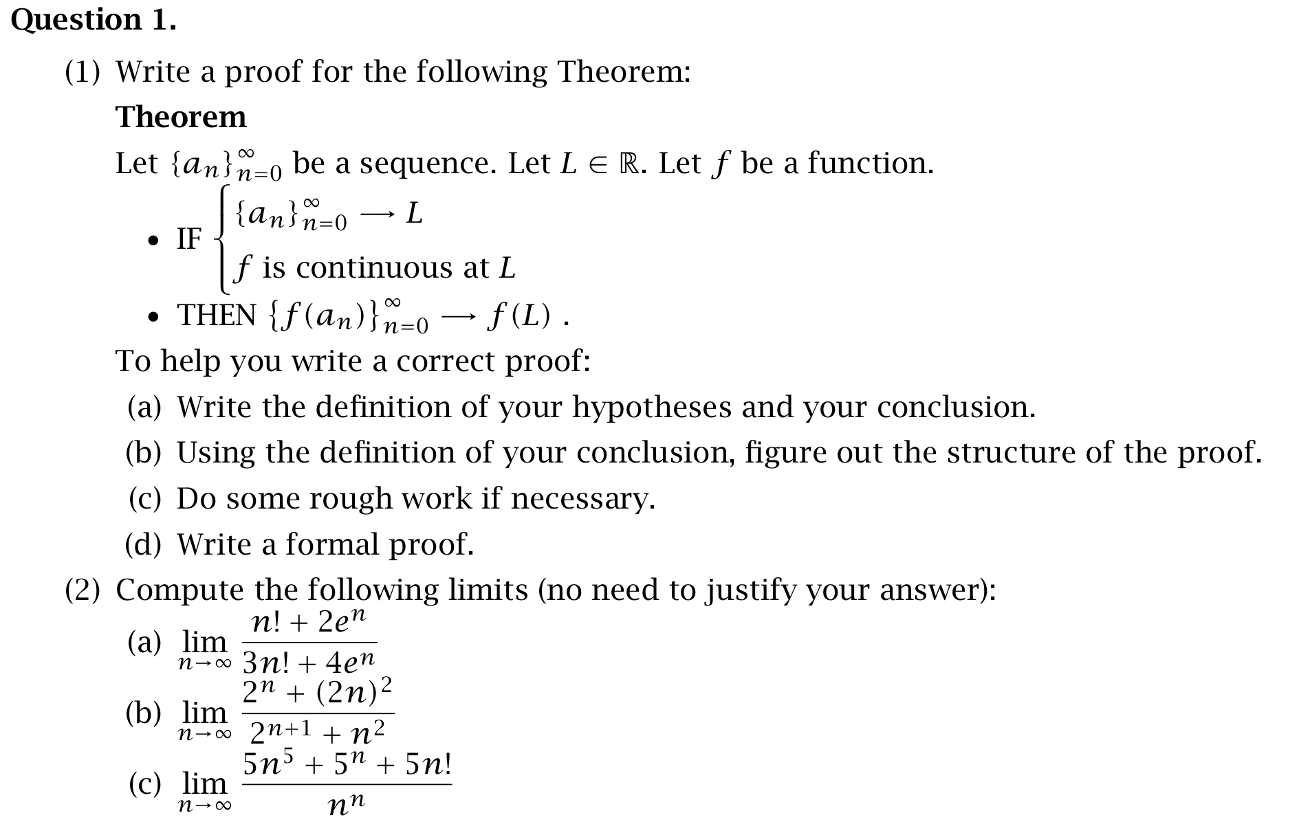 Solved Question 1.(1) ﻿Write a proof for the following | Chegg.com