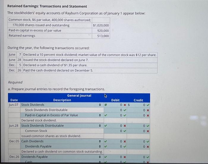 Solved Retained Earnings: Transactions and Statement The | Chegg.com
