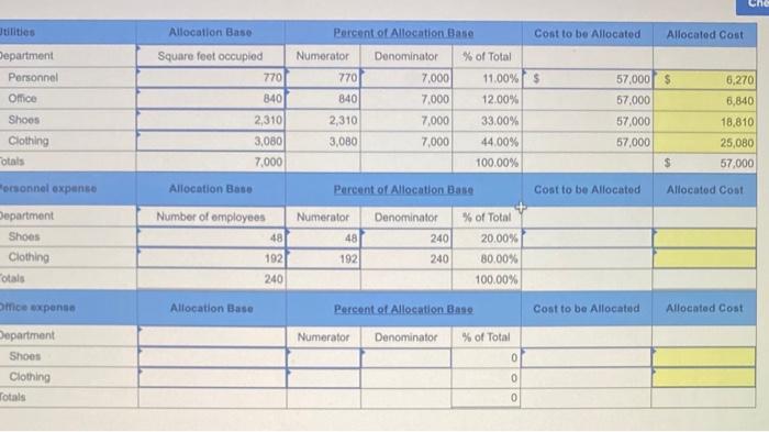 Solved Exercise 22-6 (Algo) Departmental expense allocations | Chegg.com