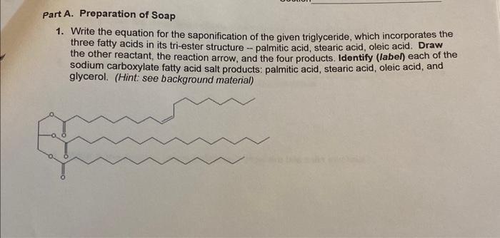 Part A. Preparation of Soap 1. Write the equation for | Chegg.com