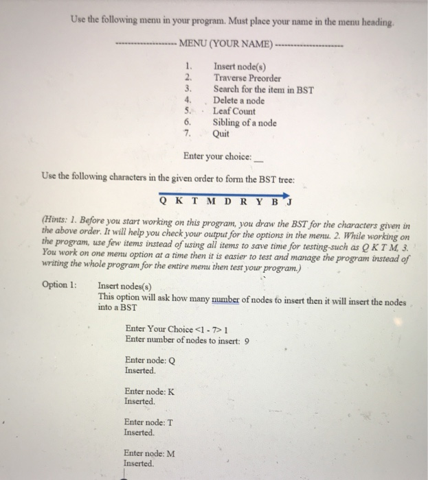 Solved Write A Program In C To Create A Binary Search Tree 6706