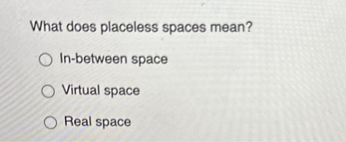Solved What does placeless spaces mean? In-between space | Chegg.com