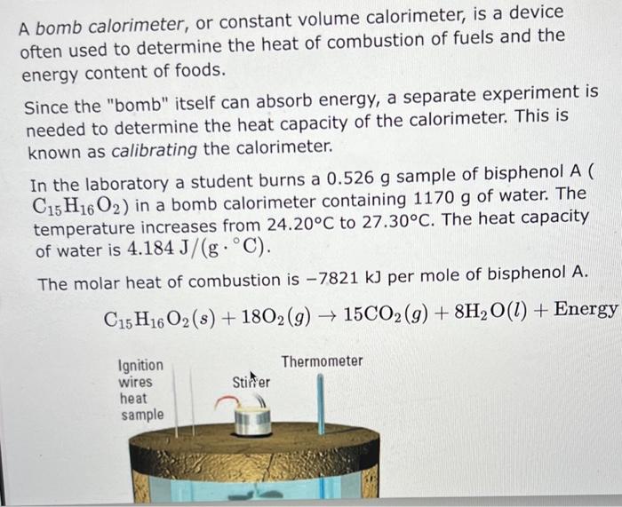 Solved A bomb calorimeter, or constant volume calorimeter, | Chegg.com