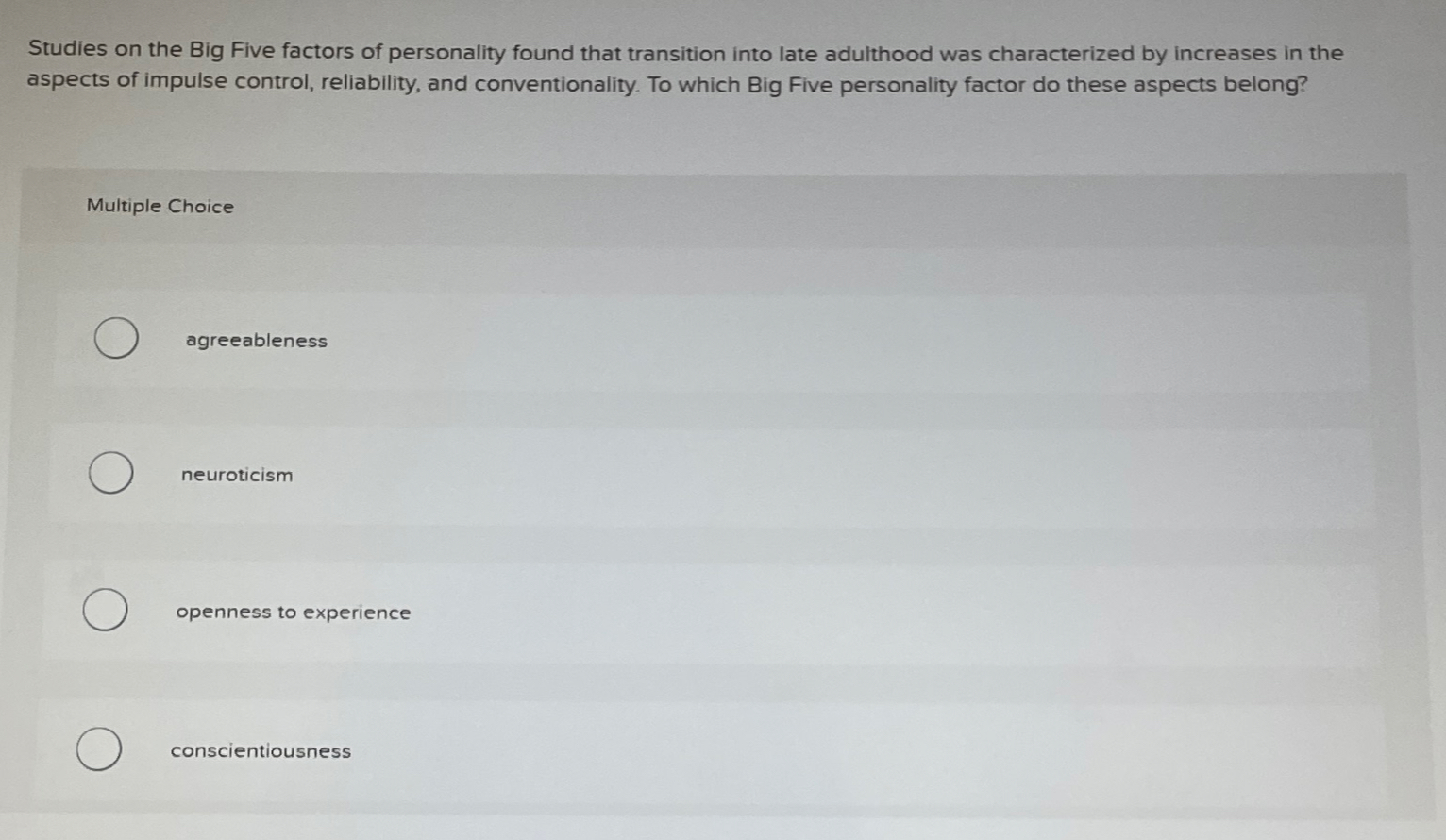 Solved Studies on the Big Five factors of personality found | Chegg.com