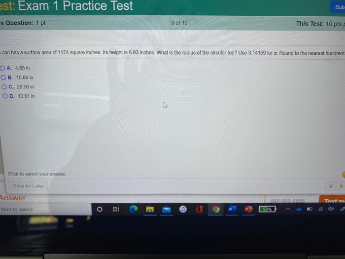 Solved est: Exam 1 Practice Test Sub s Question: 1 pt 9 of | Chegg.com