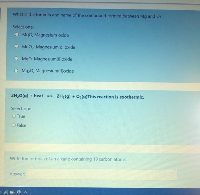 Solved What is the formula and name of the compound formed | Chegg.com
