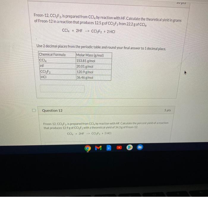 Solved дvрсэ Freon-12, CC12F2, is prepared from CCI, by | Chegg.com